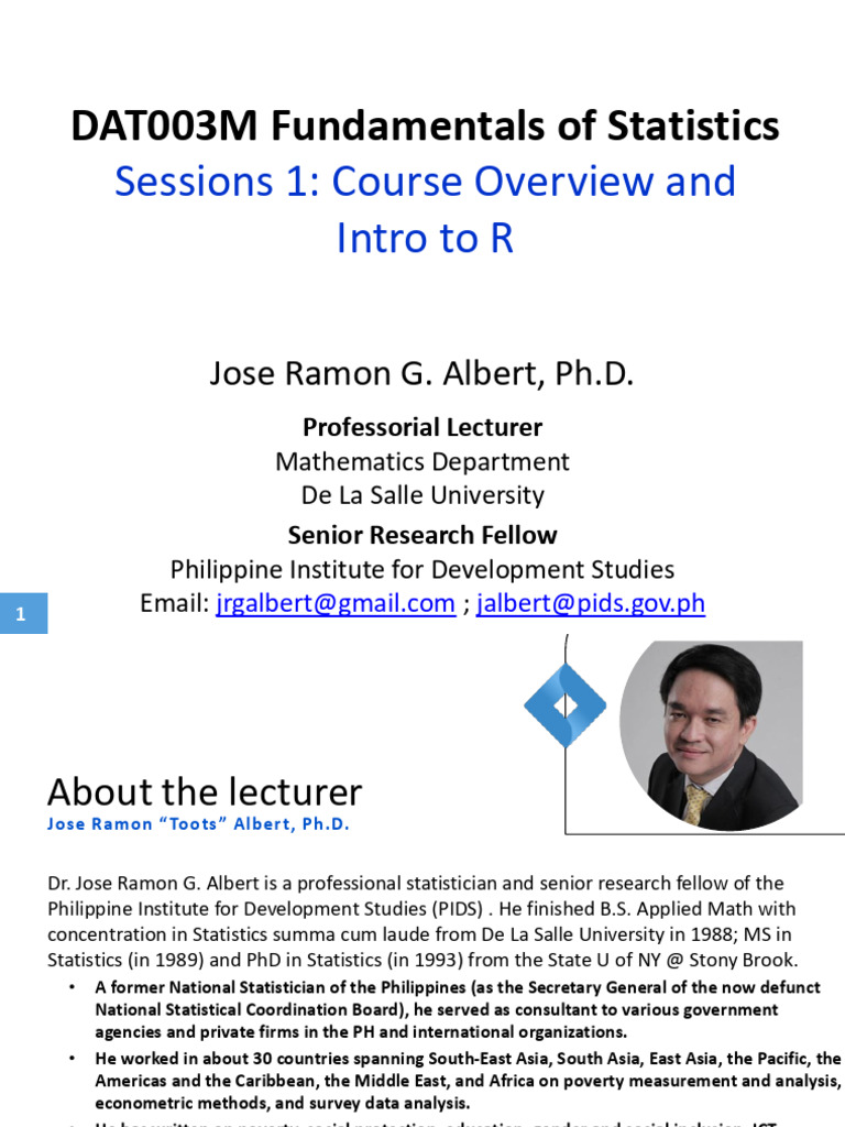 Session 1 Course Overview and Intro To R | PDF | Statistics | Sampling ...