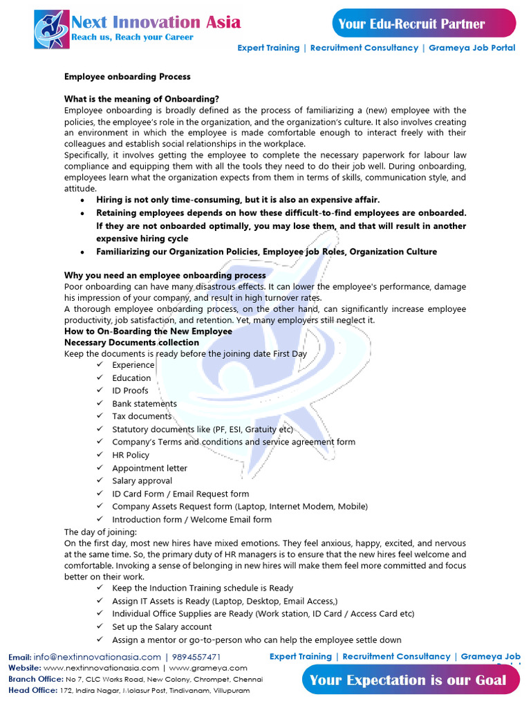 Onboarding, Induction, Exit Process | PDF | Employment | Employee Retention