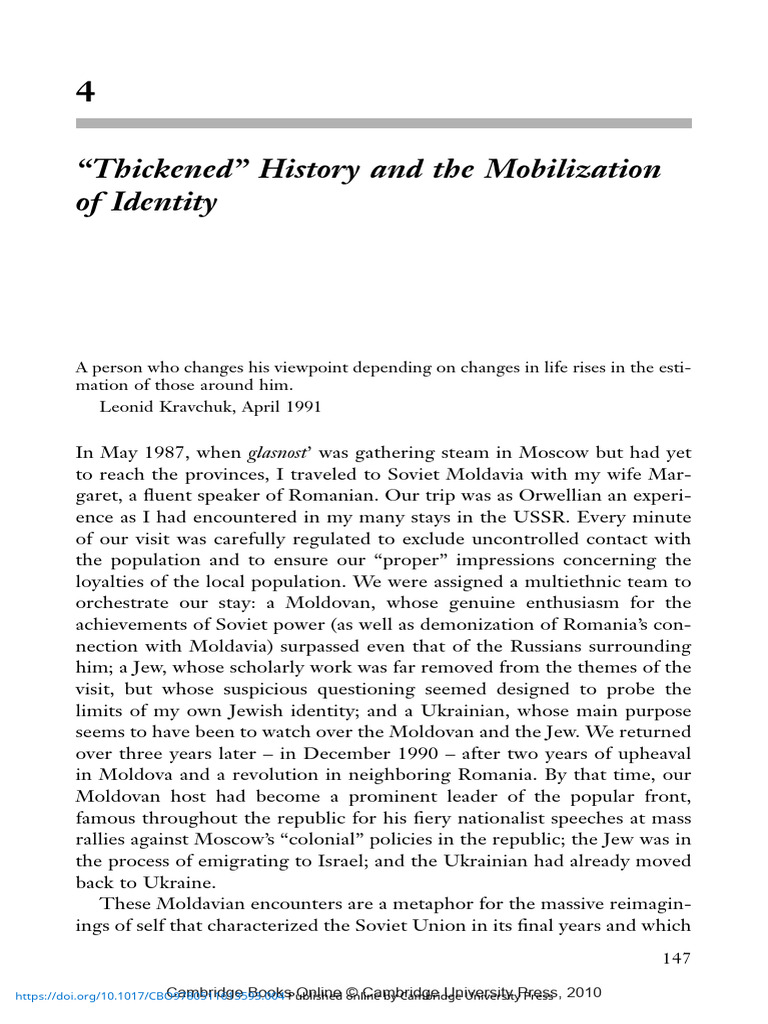 Thickened History and The Mobilization of Identity | PDF | Moldova ...
