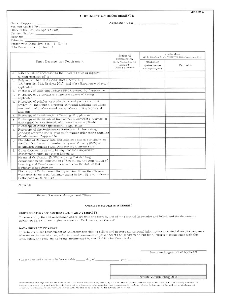 ANNEX C - DO - s2023 - 007 100 CHECKLIST OMNIBUS | PDF