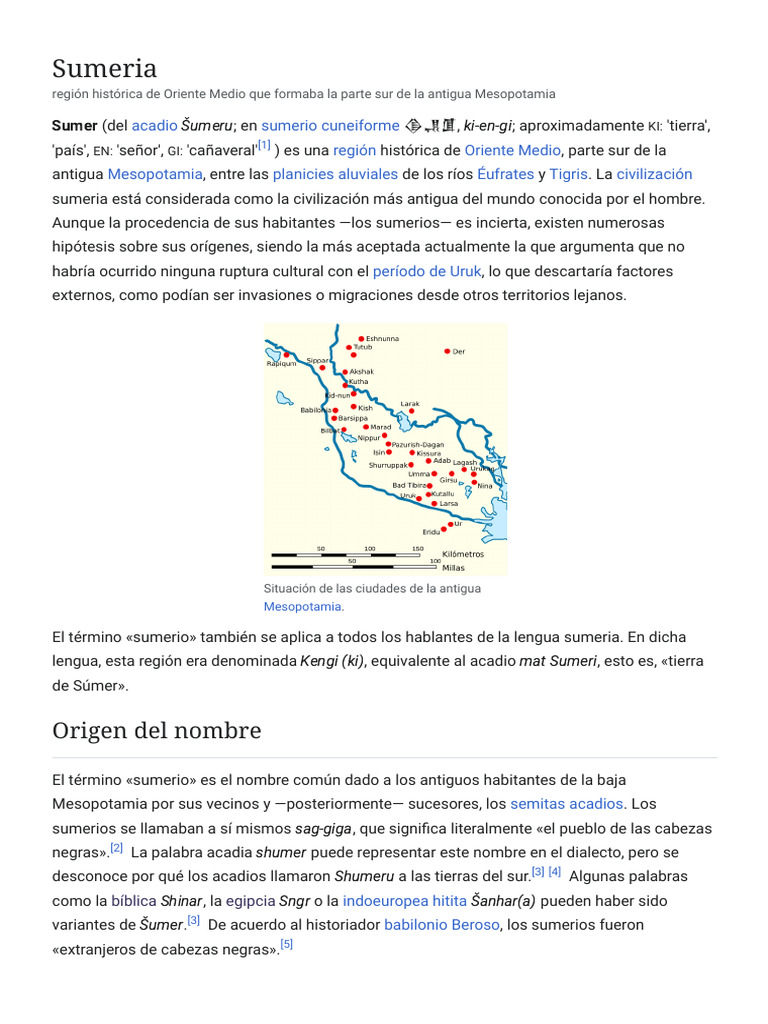Sumeria - Wikipedia, La Enciclopedia Libre | PDF | Sumeria | Mesopotamia