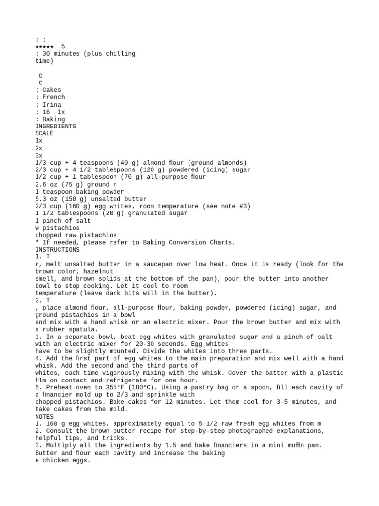 Traditional Pistachio Financier Recipe - Baking Like A Chef | PDF ...