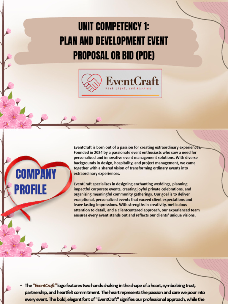 UNIT COMPETENCY 1 - PLAN AND DEVELOPMENT EVENT PROPOSAL OR BID (PDE) | PDF