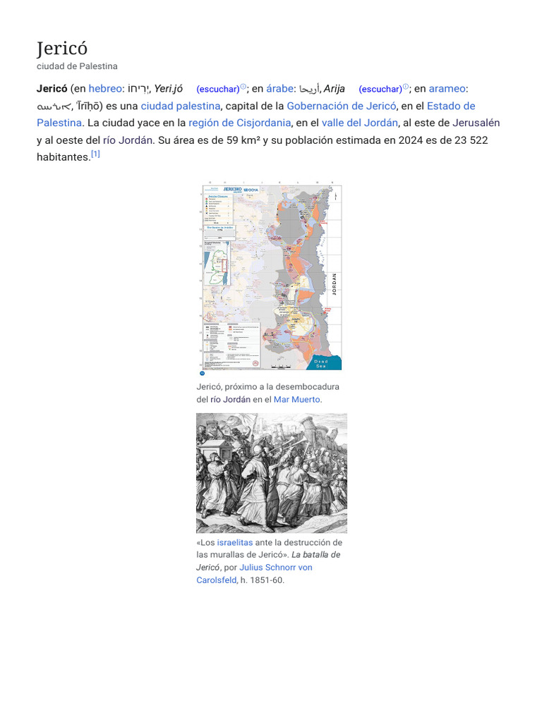 Jericó - Wikipedia, La Enciclopedia Libre | PDF | Línea Verde (Israel ...