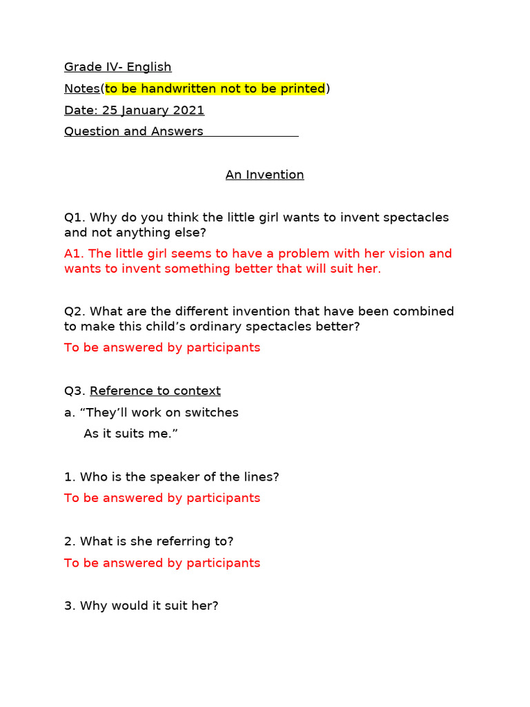 An Invention - Question and Answers | PDF