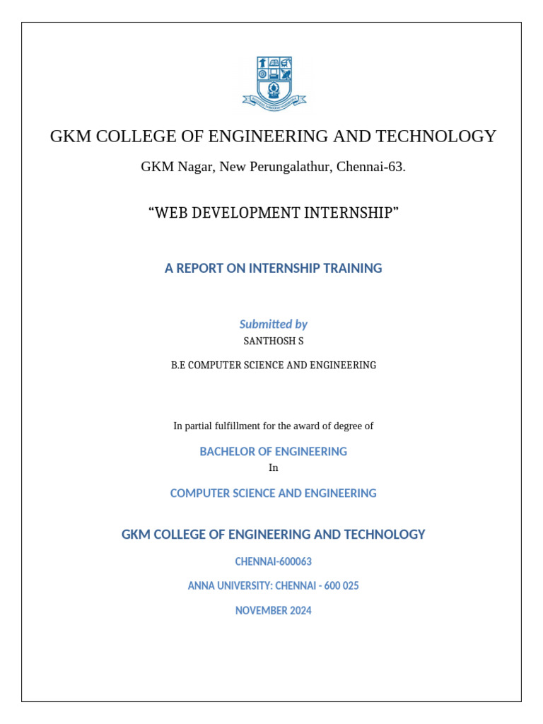 Web Development Internship Report | PDF | Websites | Web Development