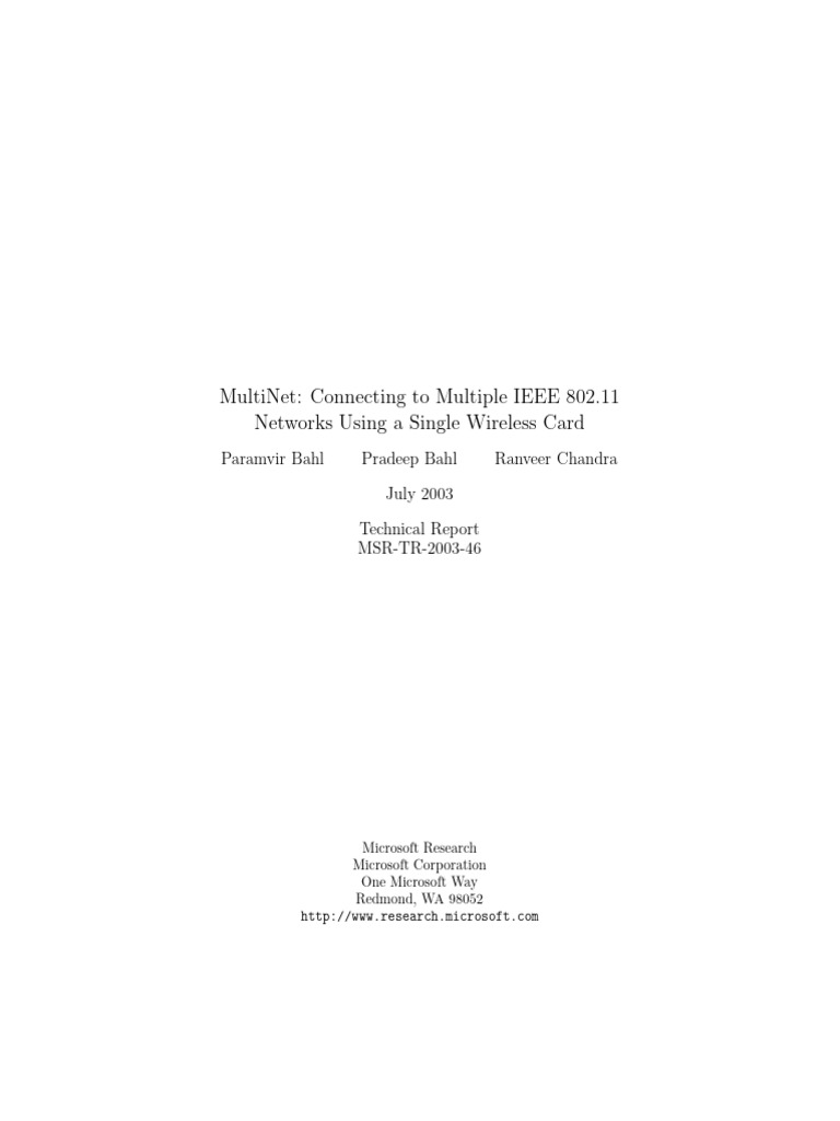Techreport | PDF | Computer Network | Wireless Lan