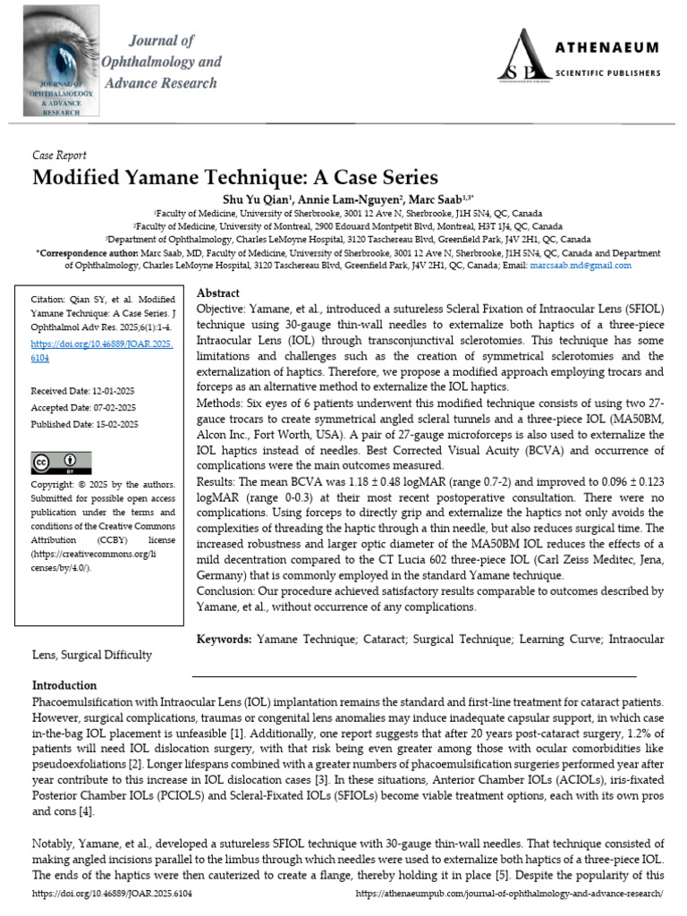 Modified Yamane Technique A Case Series Pdf Medical Specialties