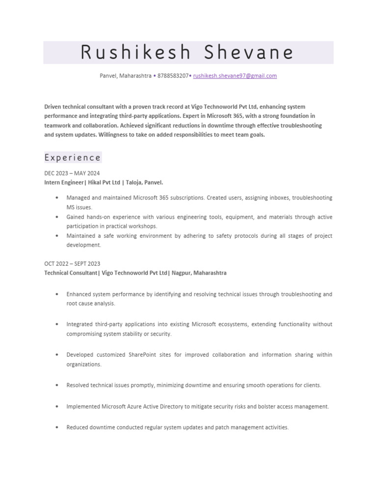 Rushikesh Shevane Resume 2024 | PDF