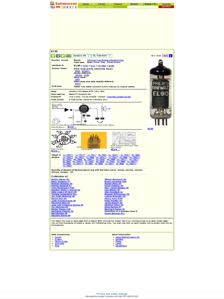 EL 90, Tube EL90 Röhre EL 90 ID1433, Beam Power Tube | PDF | Vacuum ...