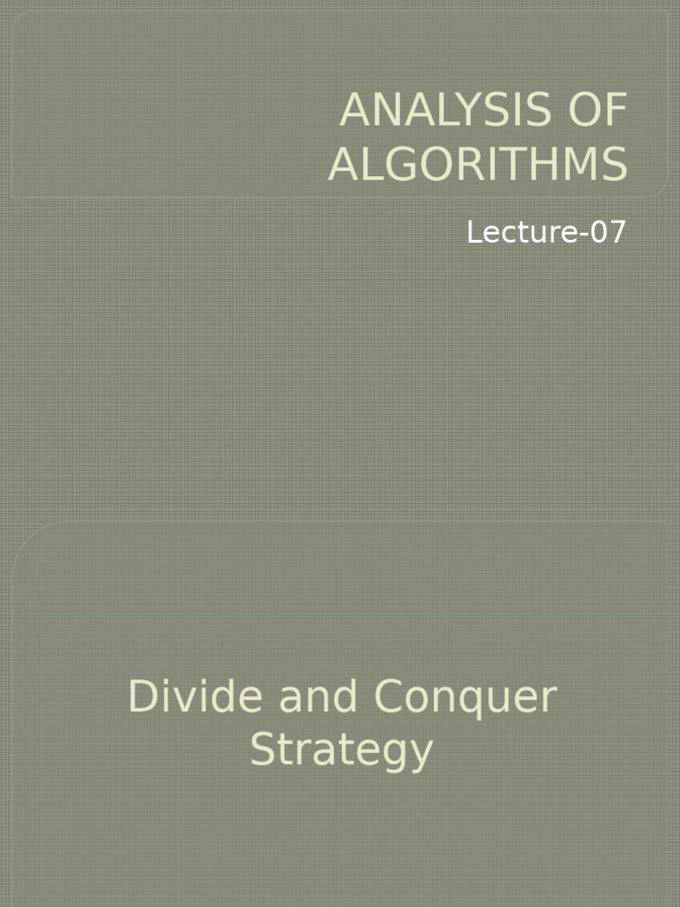 08 Divide And Conquer Strategy Pdf Algorithms And Data Structures
