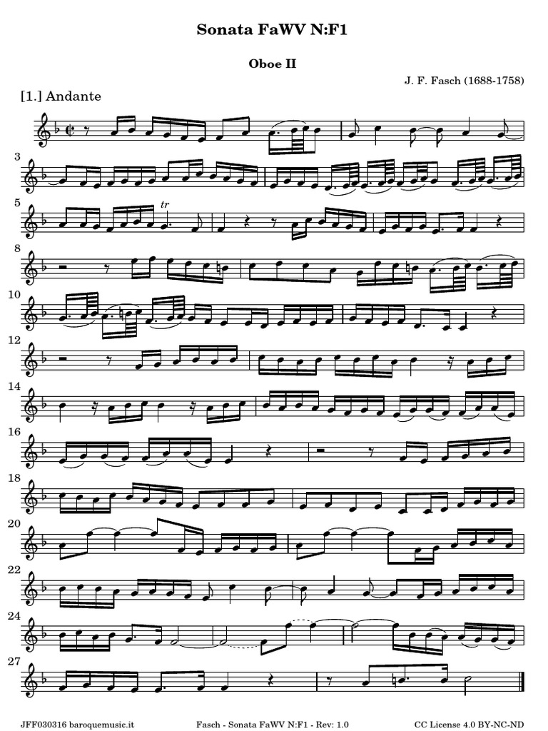 IMSLP416765-PMLP382692-Fasch Trio 2 Ob e Fagotto FaWV N F1 Oboe II | PDF