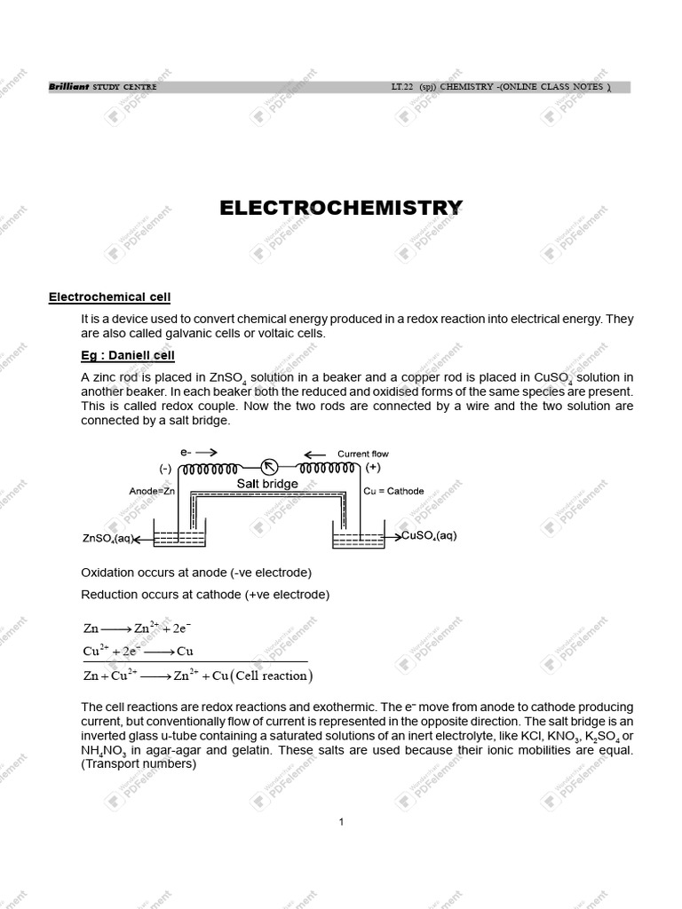 Electrochemistry (Lecture Note) - With Watermark | PDF ...