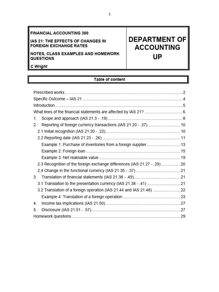 IAS 21 Notes and Class Examples - 2024 - 1 Per Page | PDF ...
