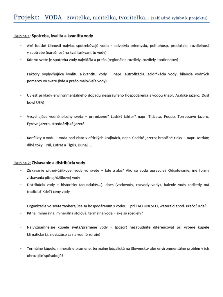 Projekt Voda 2023 | PDF