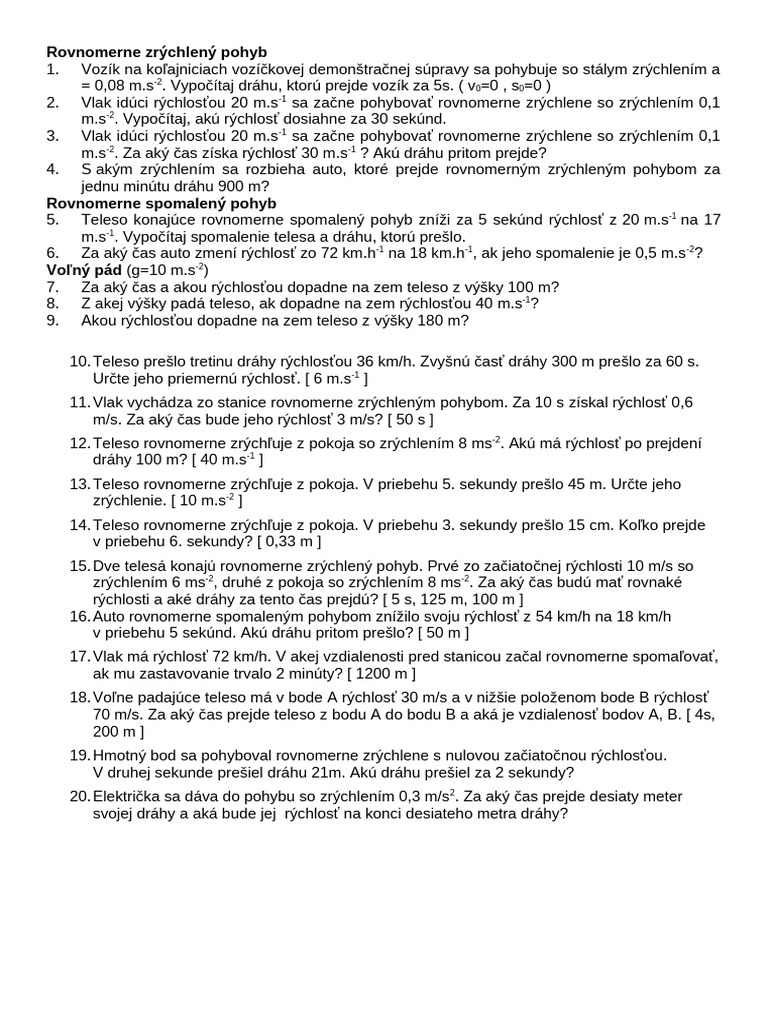 03 kinematika 2 priklady | PDF