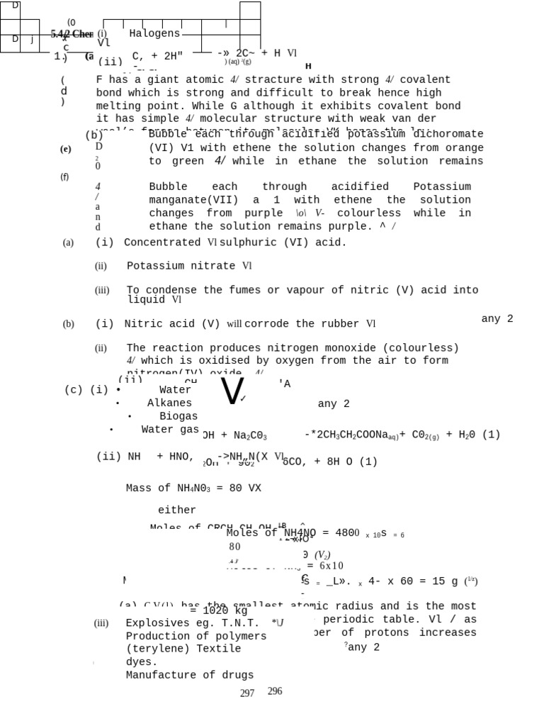 2012 Kcse Chemistry Paper 2 Ms Word | PDF | Acid | Chlorine
