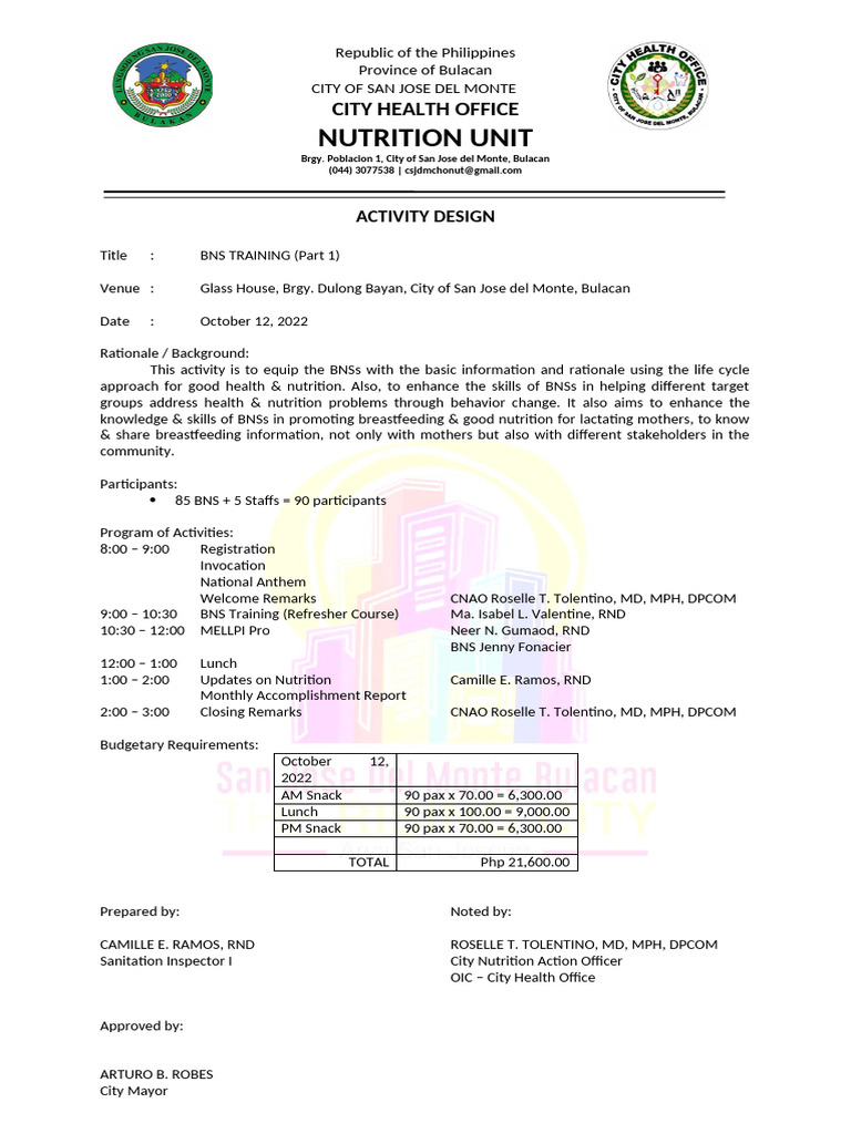 Bns Training Activity Design | PDF