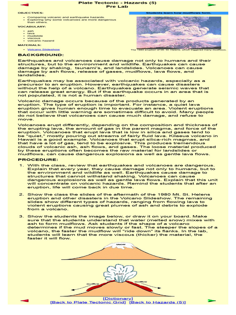 Comparing Volcanic and Earthquake Hazards | PDF | Volcano | Types Of Volcanic Eruptions