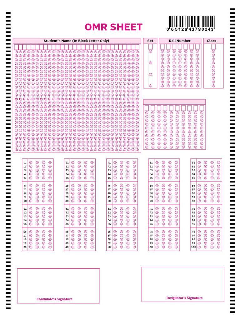 Omr Sheet For 100 Questions PDF | PDF | Optical Character Recognition