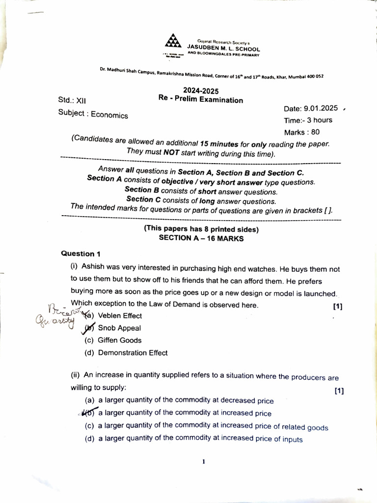 18-JML Economics Prelim 2 | PDF | Monopoly | Perfect Competition