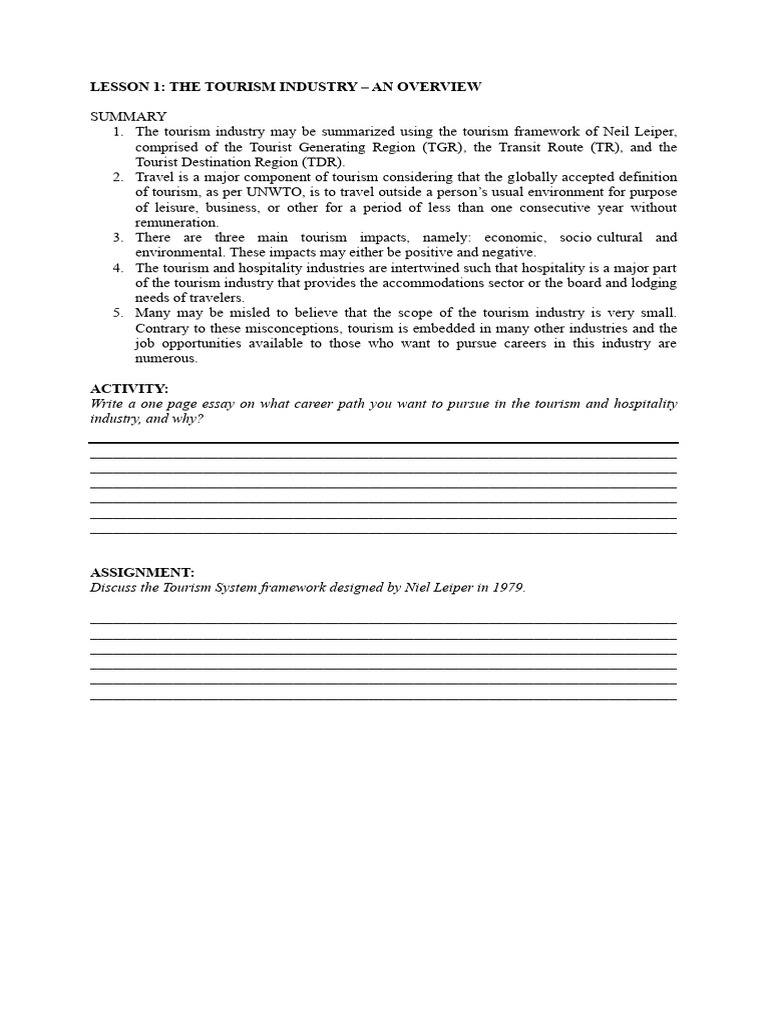 Overview of the Tourism Industry | PDF