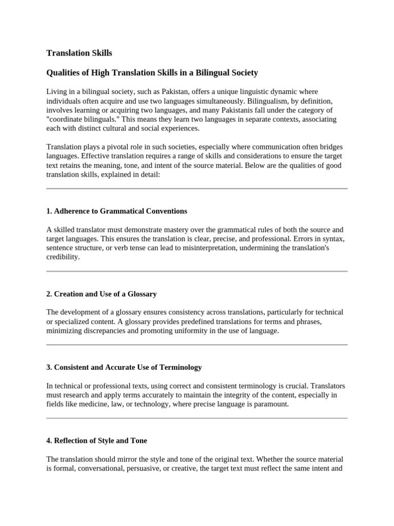 Qualities of Effective Translation Skills | PDF | Translations ...