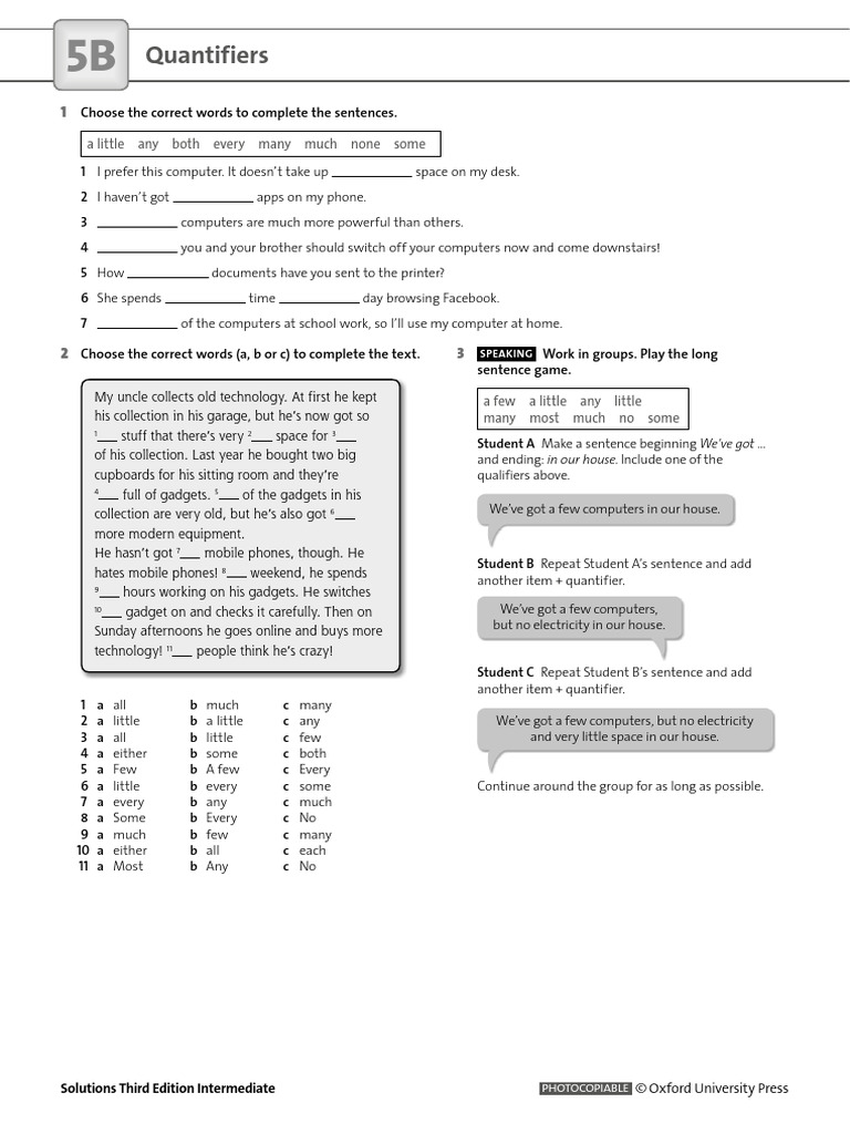 5B - Quantifiers 1 2 | PDF | Languages | Foreign Language Studies