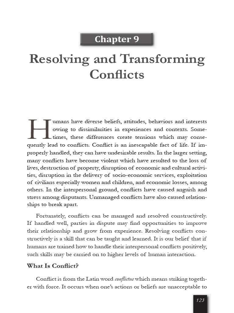 RESOLVING AND TRANSFORMING CONFLICTS | PDF