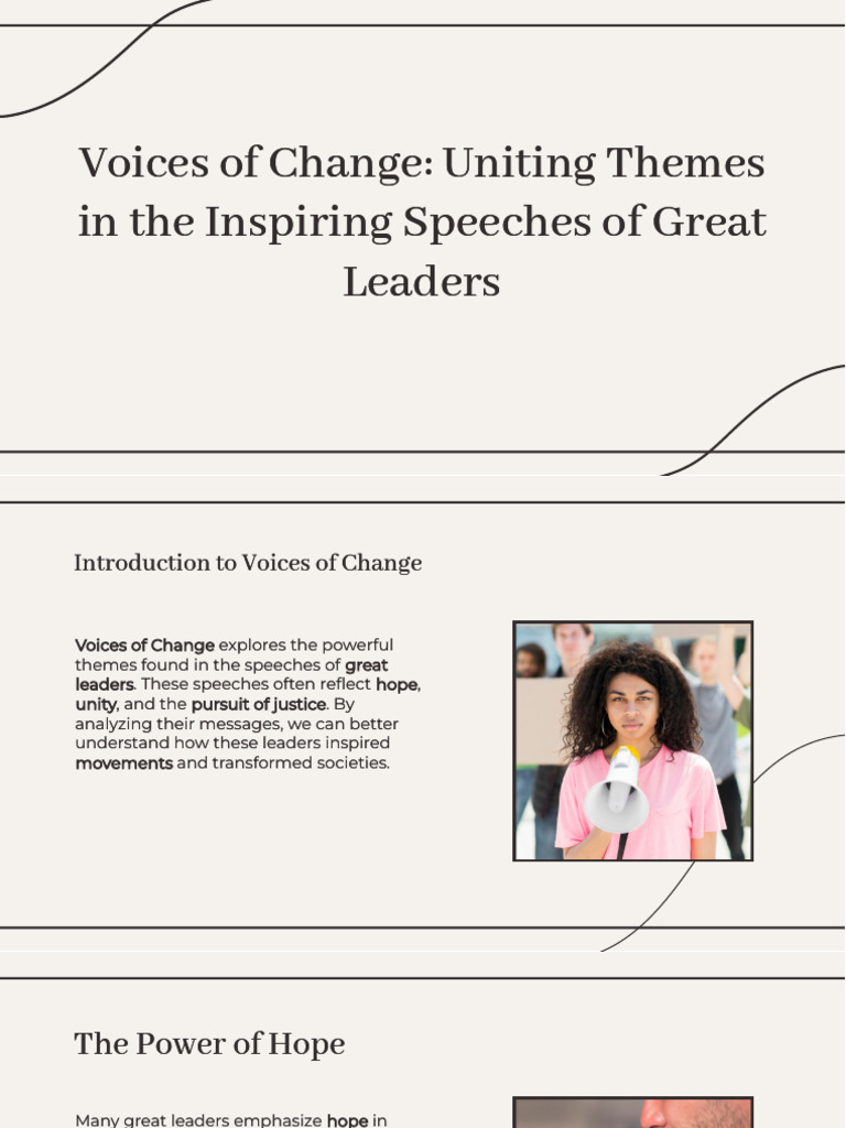 Voices of Change Uniting Themes in The Inspiring Speeches of Great ...