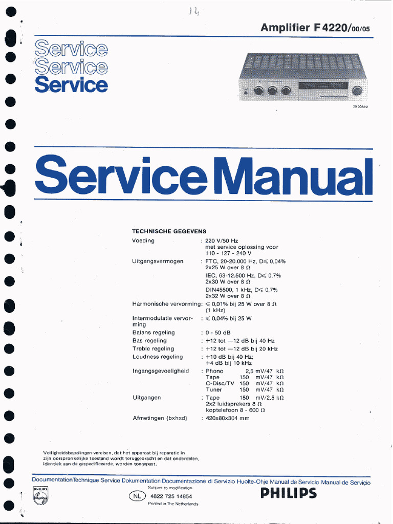 Philips F 4220 Service Manual | PDF
