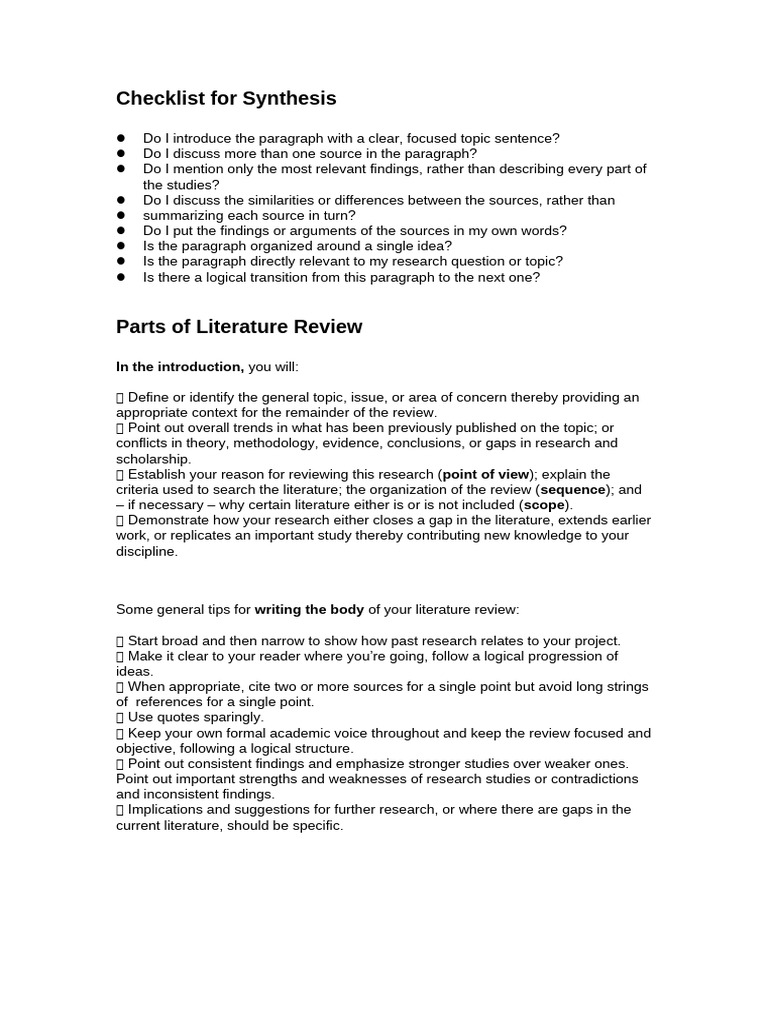 Checklist for Synthesis | PDF | Violence | Cognition