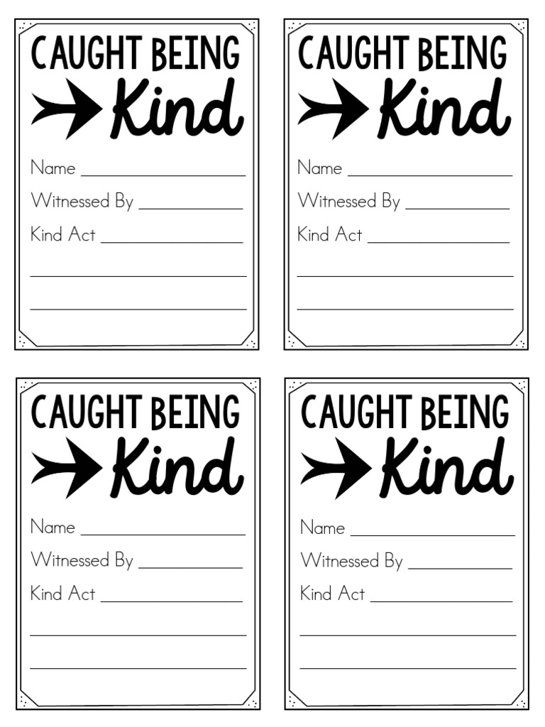 Caught Being Kind Template | PDF