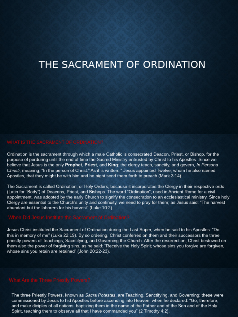 The Sacrament of Ordination | PDF | Deacon | Pope