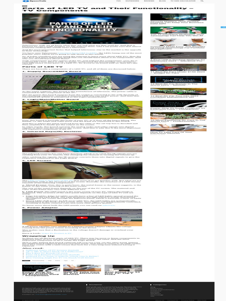 Parts of LED TV and Their Functionality 2023 - TV Components | PDF ...