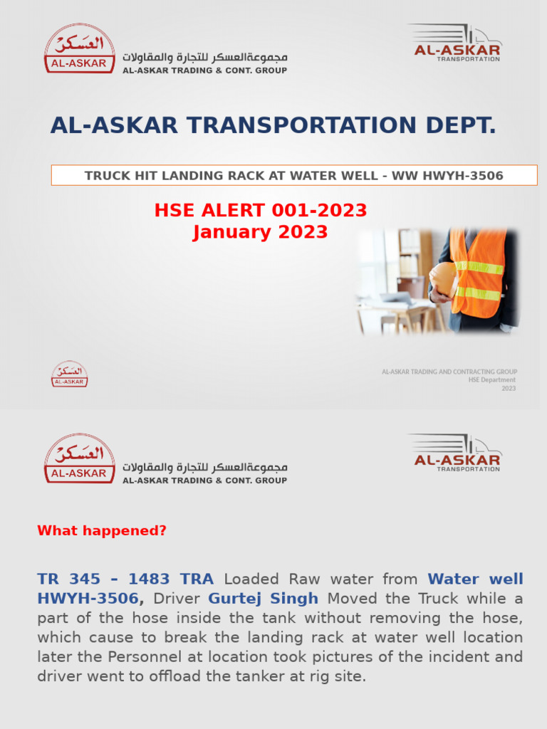 Alaskar - Hse Alert - 001-2023 | PDF | Transport | Safety