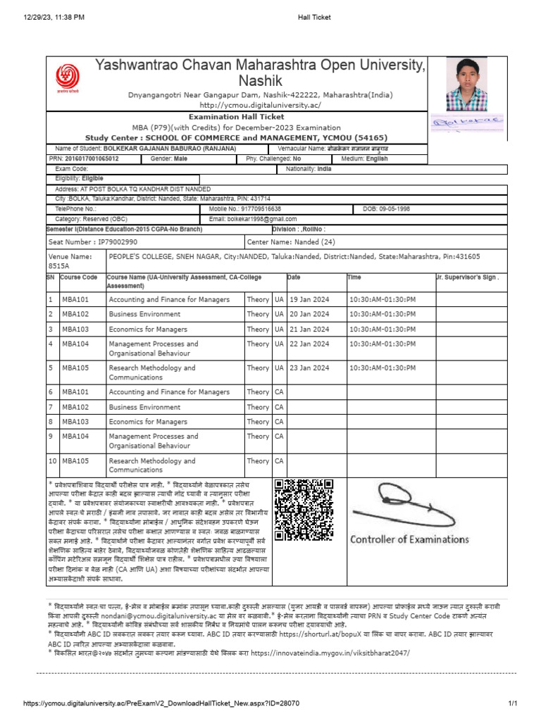 Yashwantrao Chavan Maharashtra Open University | PDF