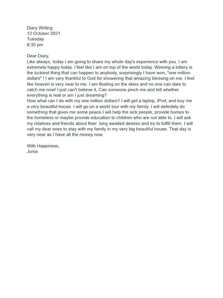 Diary Writing Pdf