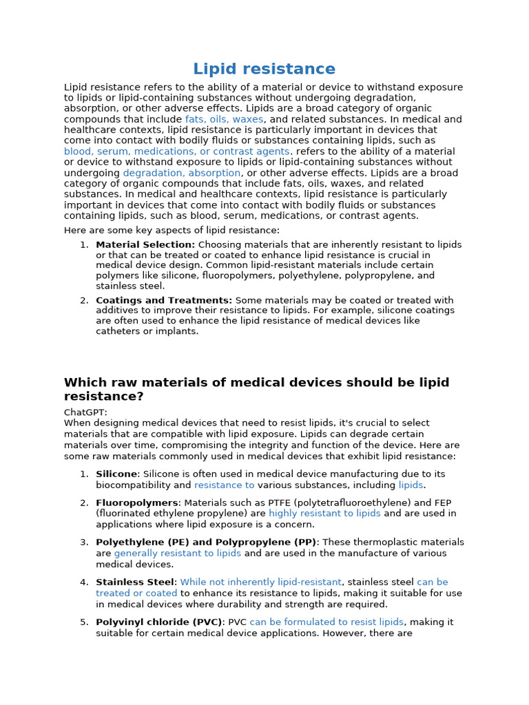 Lipid Resistance | PDF | Intravenous Therapy | Biodegradation