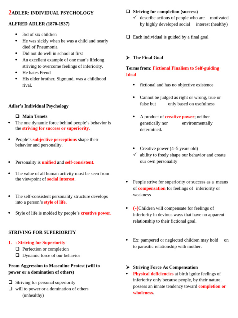 2ADLER | PDF | Social Psychology | Psychological Concepts