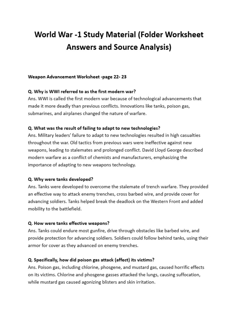 World War - I Study Material | PDF | Trench Warfare | World War I