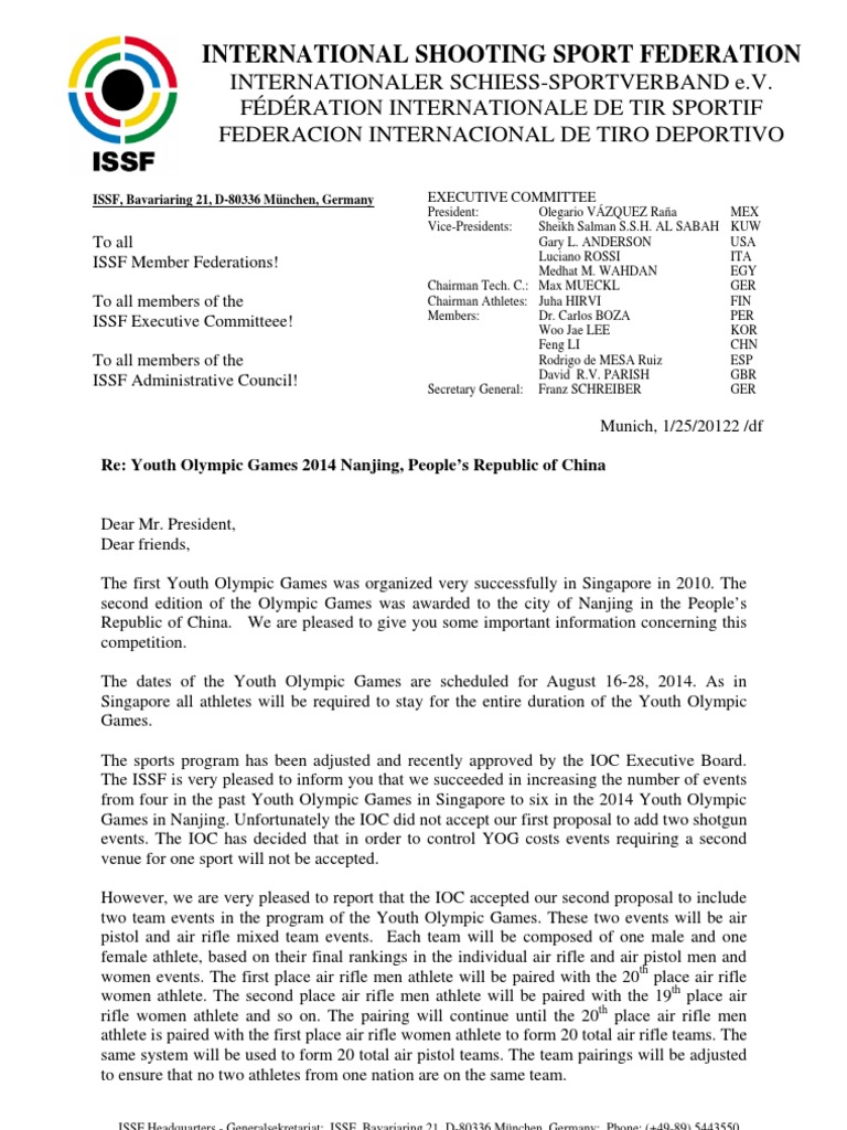 Circular Letter | PDF | Olympic Games | Sports Competitions