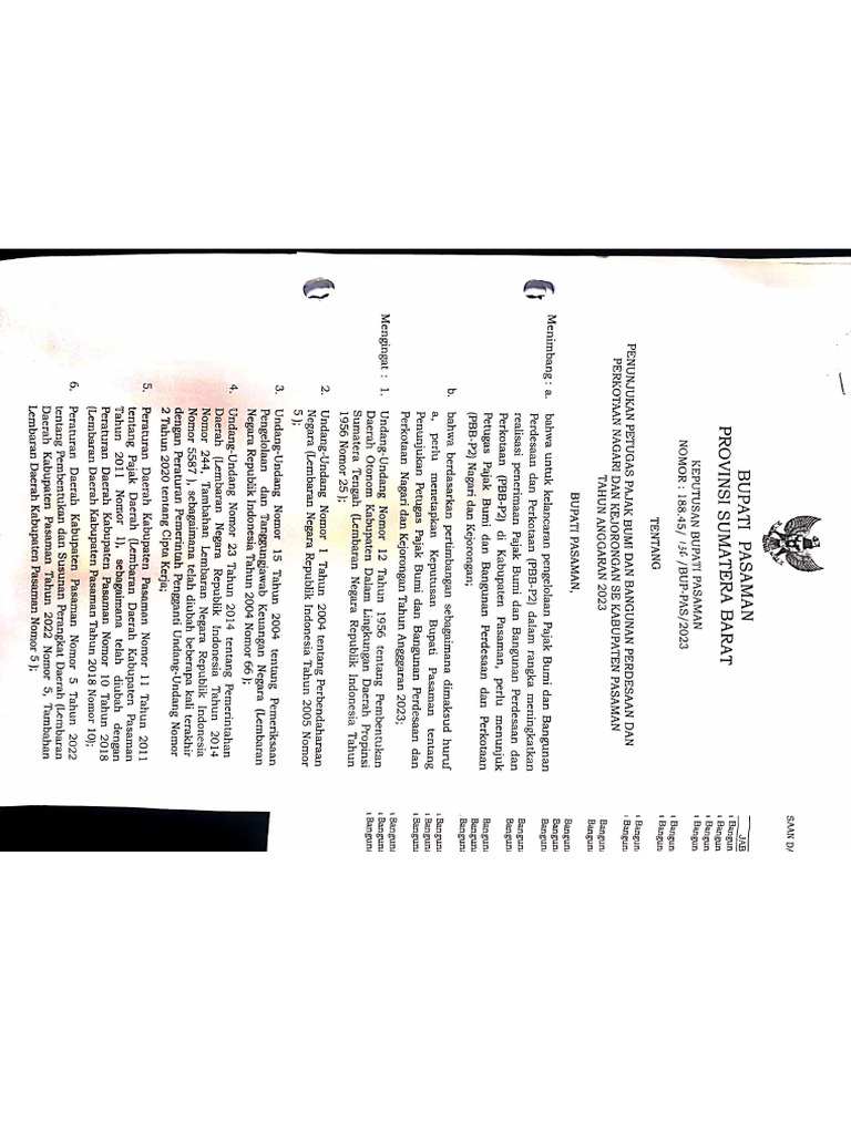 SK PBB 2023 - Pedoman Transpor Petugas 2024 | PDF