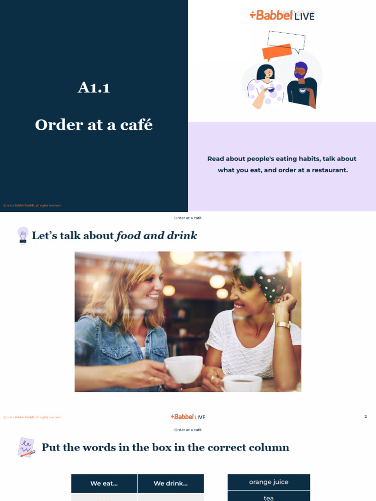 Café Ordering Vocabulary Guide | PDF | Lunch | Coffeehouse