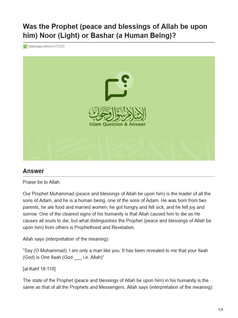 islamqa.info-Was the Prophet peace and blessings of Allah be upon him ...