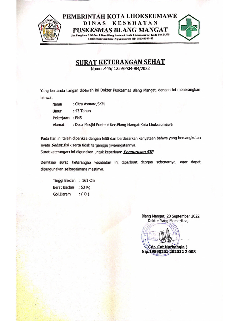Surat Sehat | PDF