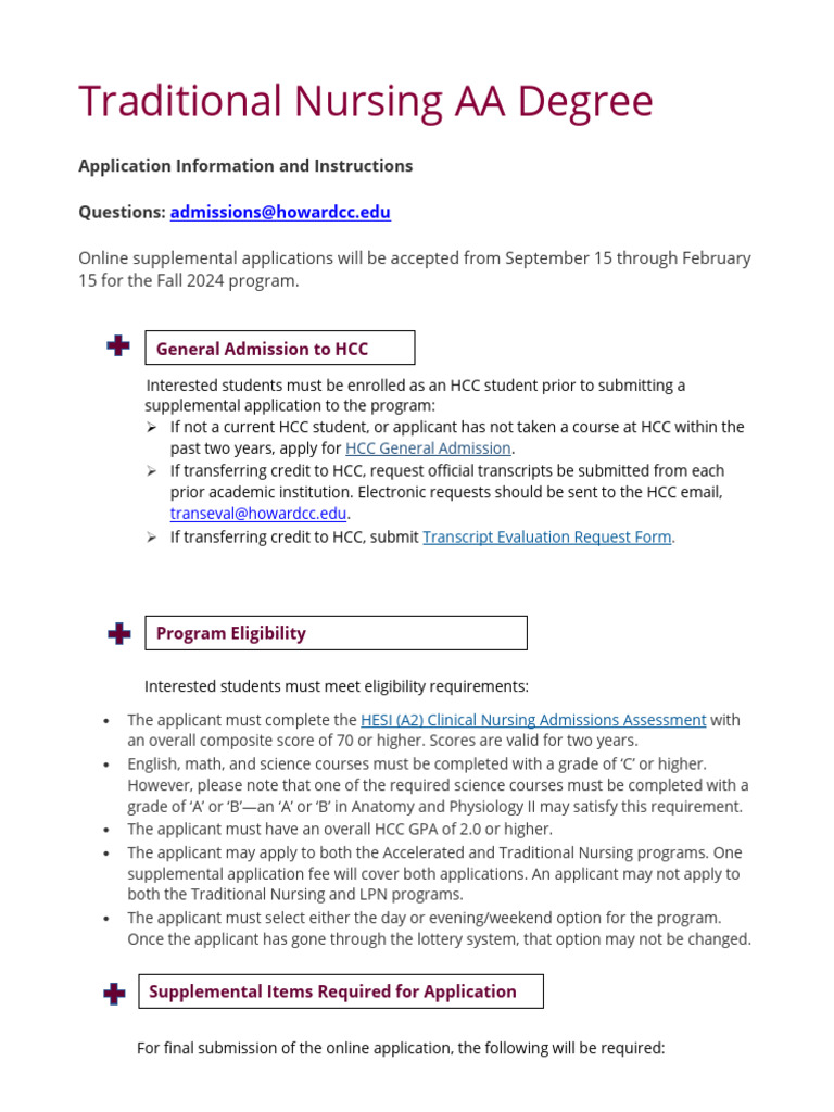 HCC Traditional Nursing Program Guide | PDF