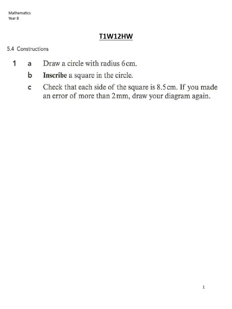 Year 8 Mathematics Homework | PDF