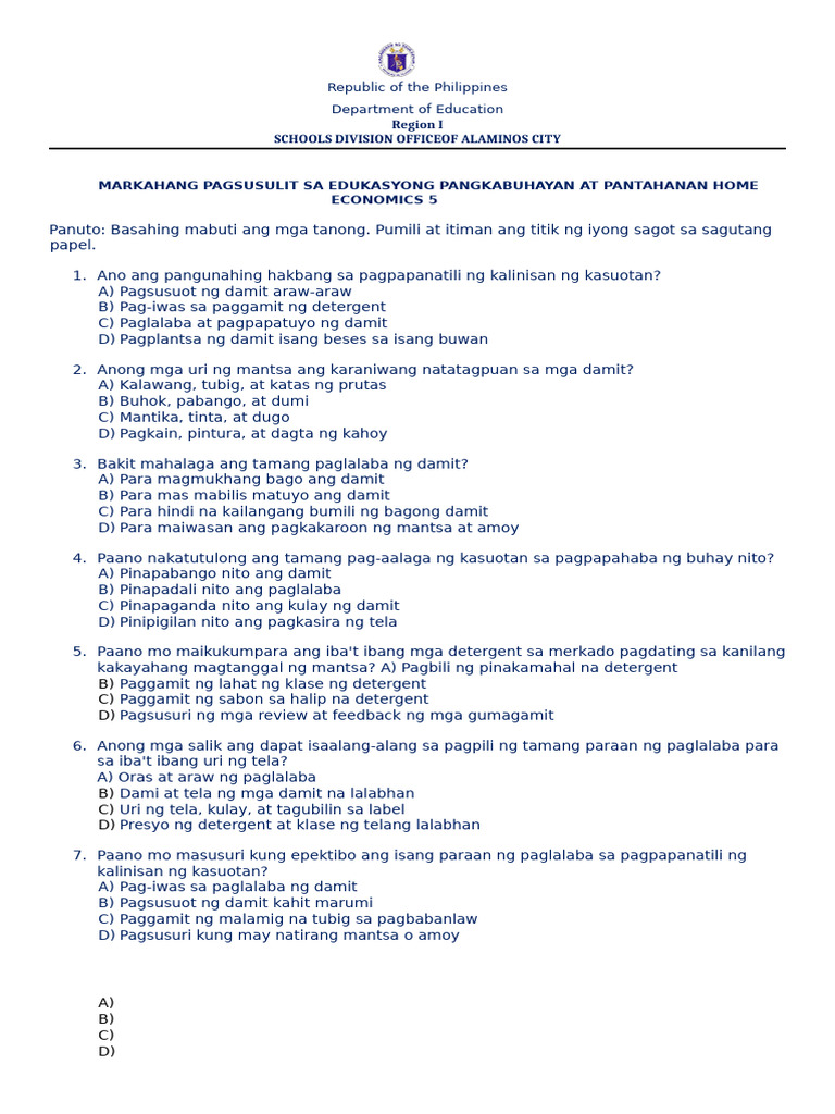 5 Home Economics | PDF