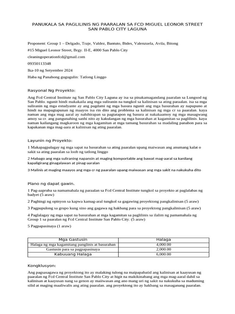 PANUKALANG PROYEKTO | PDF